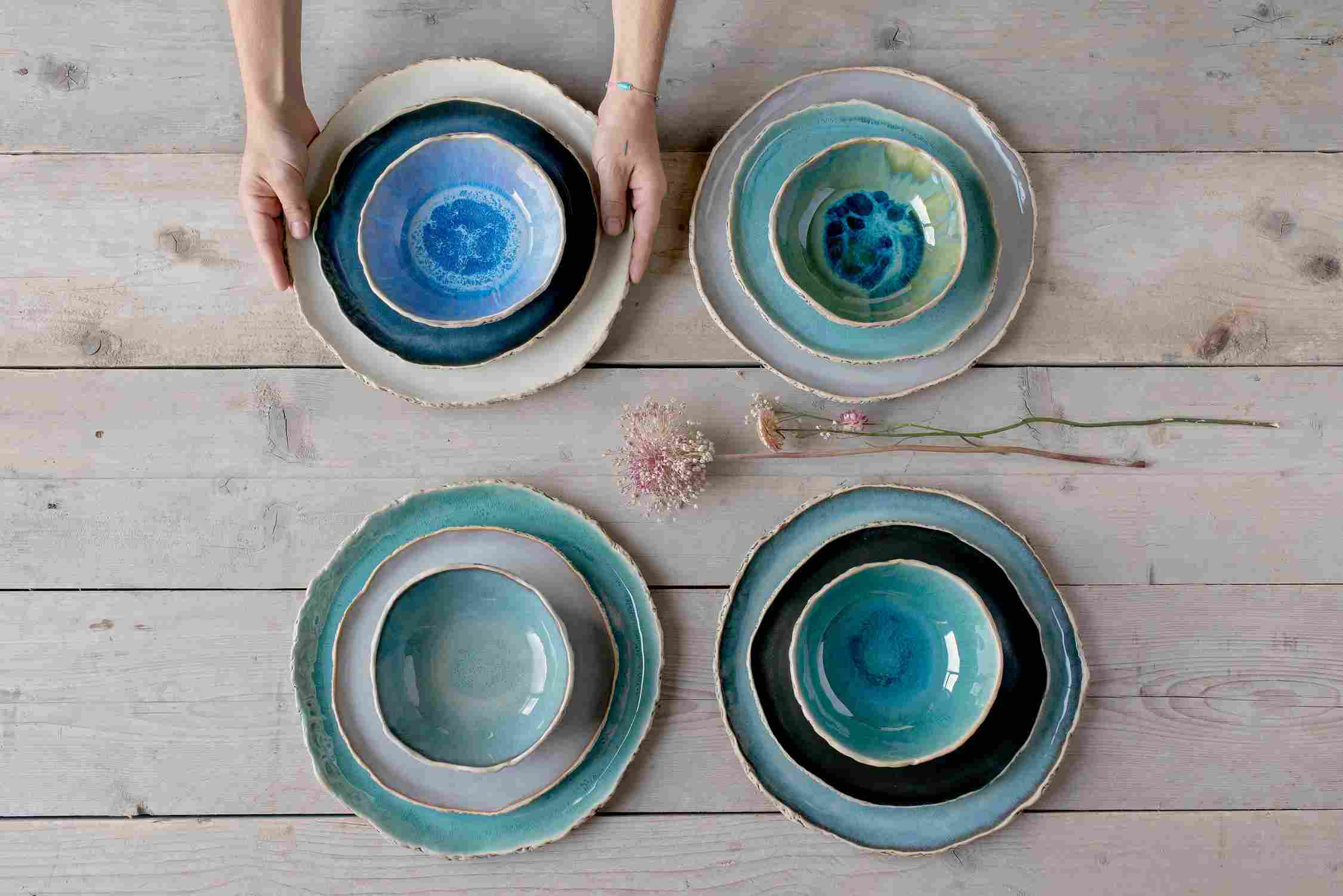 Dinner sets Handmade pottery Four sets Kari Ceramics from Artizan Made ...
