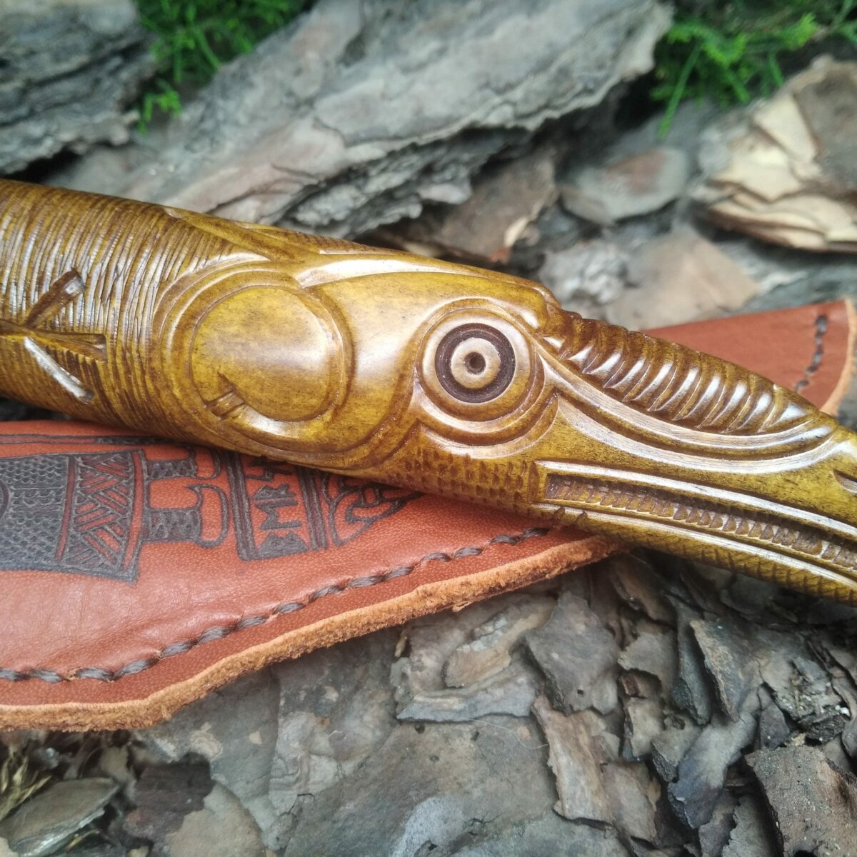 Viking pocket knife with leather sheath and raven head, Norse, Pagan ...