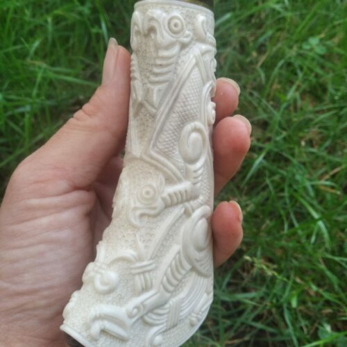 Hand-Forged Damascus Steel Viking Knife with Leather Sheath, Oseberg ...